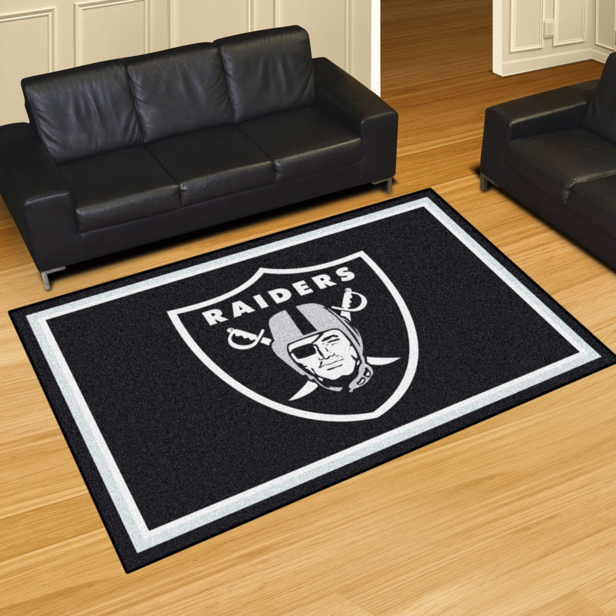 Oakland Raiders NFL 5x8 Plush Rugs | Made in the USA | Custom-Mats.com